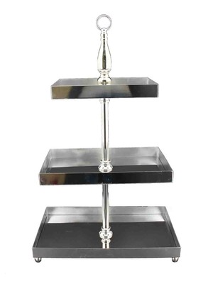 3 Tier Silver Mirror Wedding Rectangle Cake Stand Cupcake Holder ...
