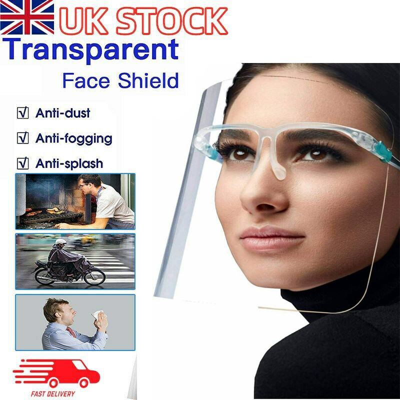 FACE SHIELD FULL FACE VISOR PROTECTION MASK PPE SHIELD CLEAR PLASTIC ...