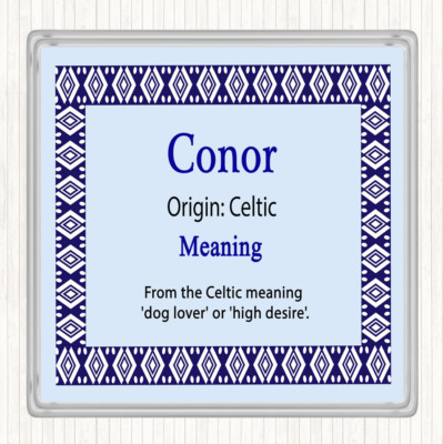 Conor Name Meaning Drinks Mat Coaster Blue | eBay UK