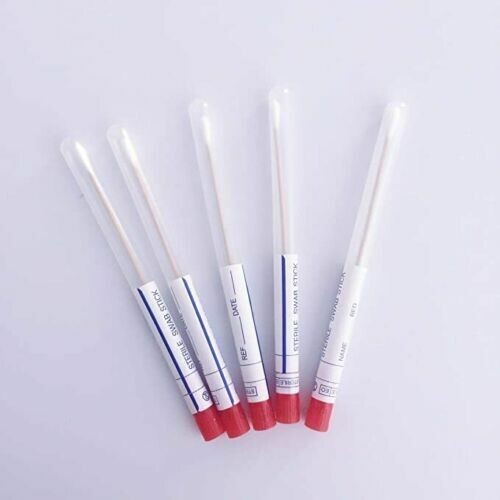 Sterilized Wood Sticks Cotton Swab Wound Care Cotton Buds Pack of (100 ...