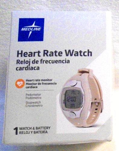 Medline White Fitness Watch, Heart Rate Monitor, Pedometer Stopwatch ...