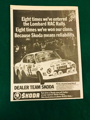 SKODA 130 RS LOMBARD RAC RALLY POSTER ADVERT READY FRAME A4 SIZE F | eBay