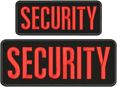 SECURITY EMBROIDERY PATCH 4X11 AND 3X8 HOOK ON BACK BLACK/RED | eBay