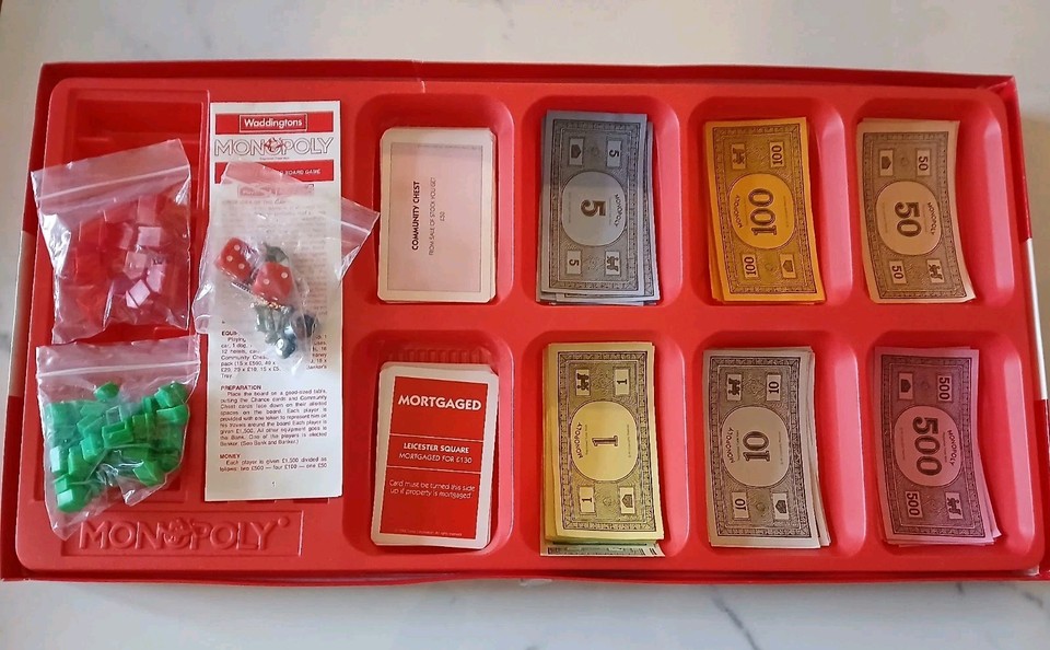 Vintage Waddingtons Monopoly Board Game Complete Red Box Property ...