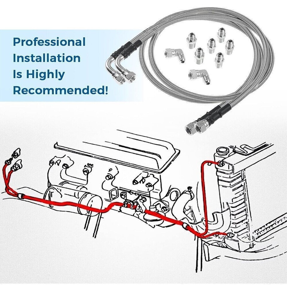 SS Braided Transmission Cooler Hose Lines Fittings Fit for TH350/700R4 ...