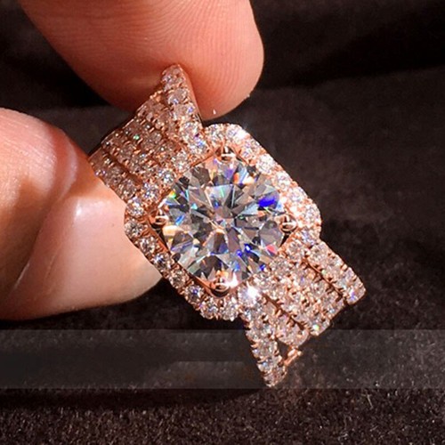 Fashion Rose Gold plated Ring Women Cubic Zircon Wedding Jewelry Sz 6 ...