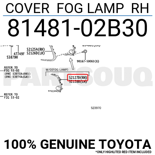 8148102B30 Genuine Toyota COVER FOG LAMP RH 81481-02B30 | eBay