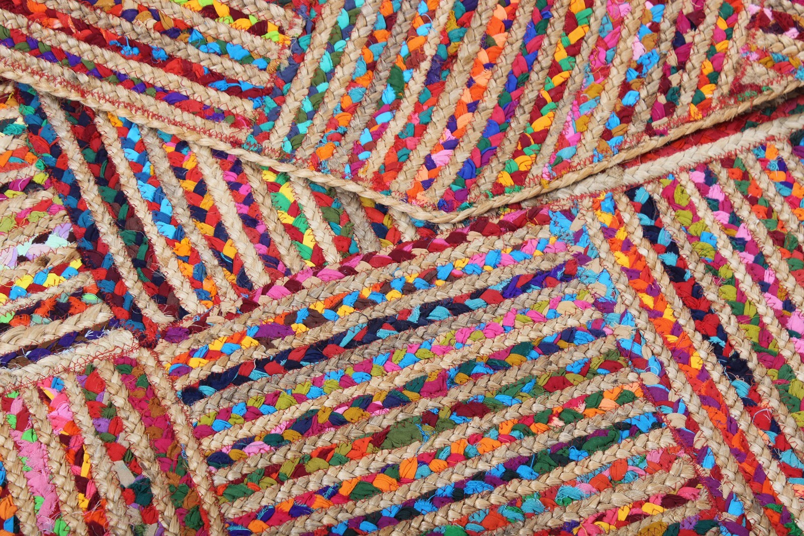 Red Octagon Kilims Hand Braided Cotton Jute Area Rug Living Room ...