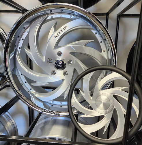26" Inch Brushed Artis Spada 5x127 5x5 Wheels, Steering Wheel ...