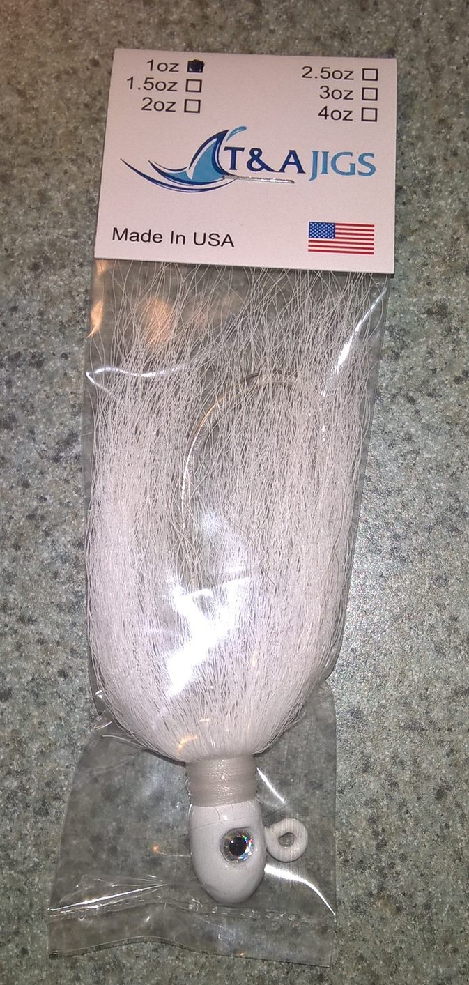 3 Pack ALL WHITE Bullet Bucktail Jigs Bucktails WEIGHT CHOICE Striper ...