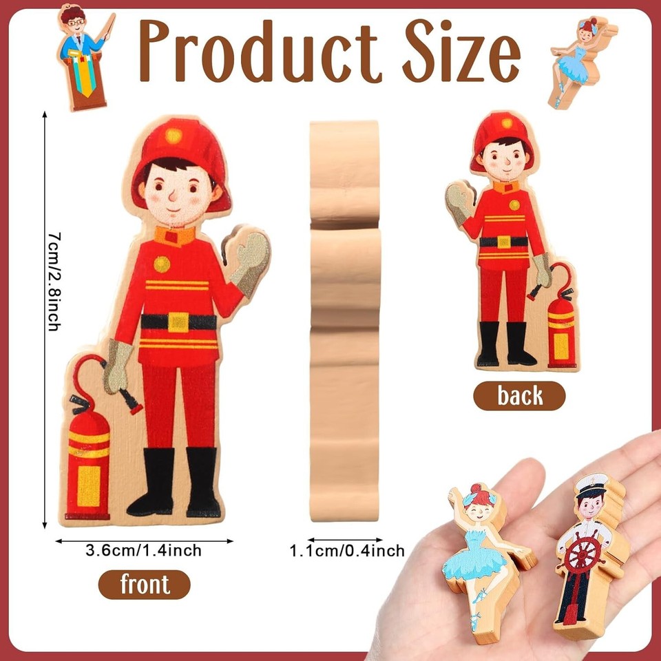 30 Pcs Wooden Community Helpers Toys Multicultural Career Wooden People ...