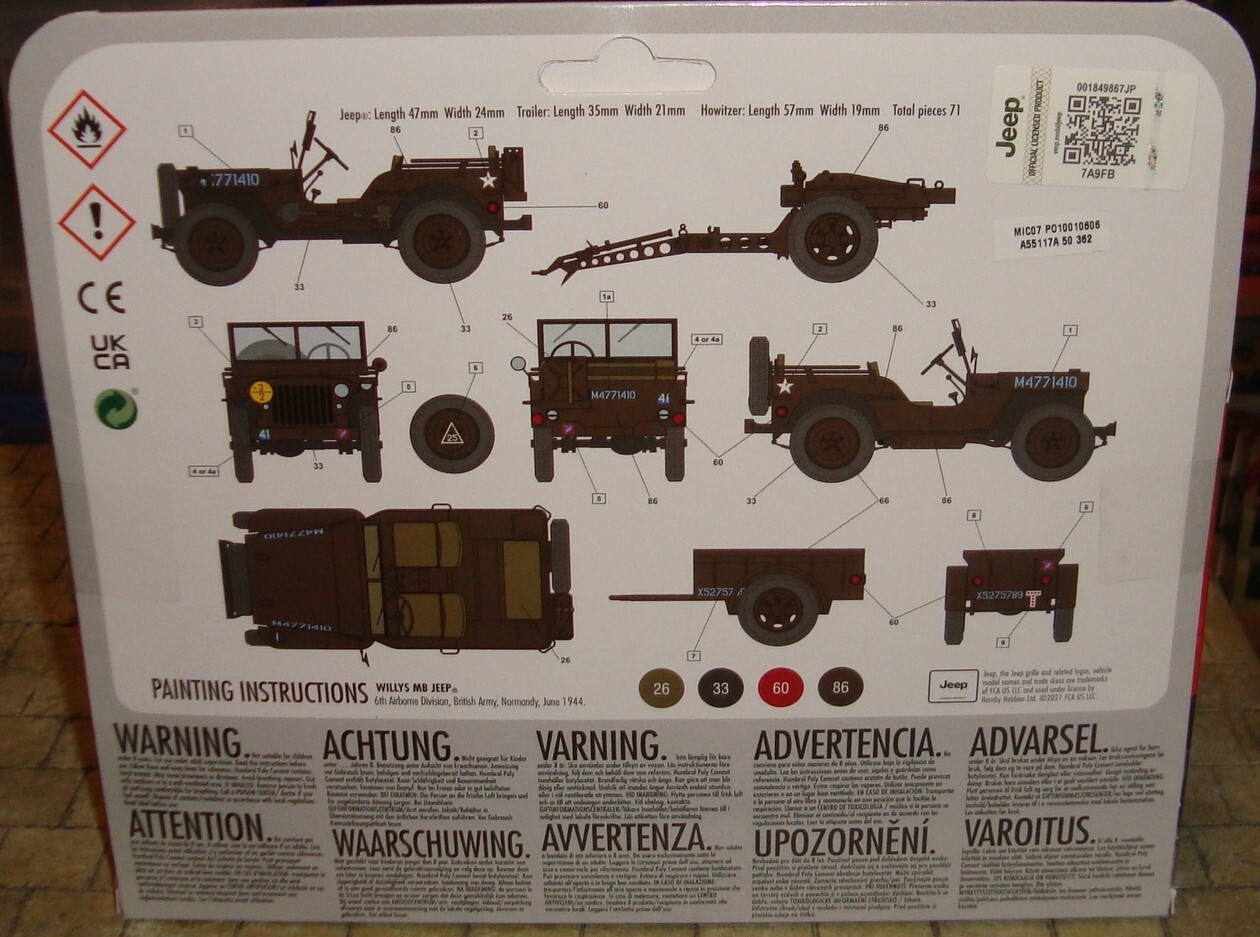 AIRFIX WILLYS MB JEEP - MODEL KIT - 1:72 SCALE SET INC PAINTS ETC ...
