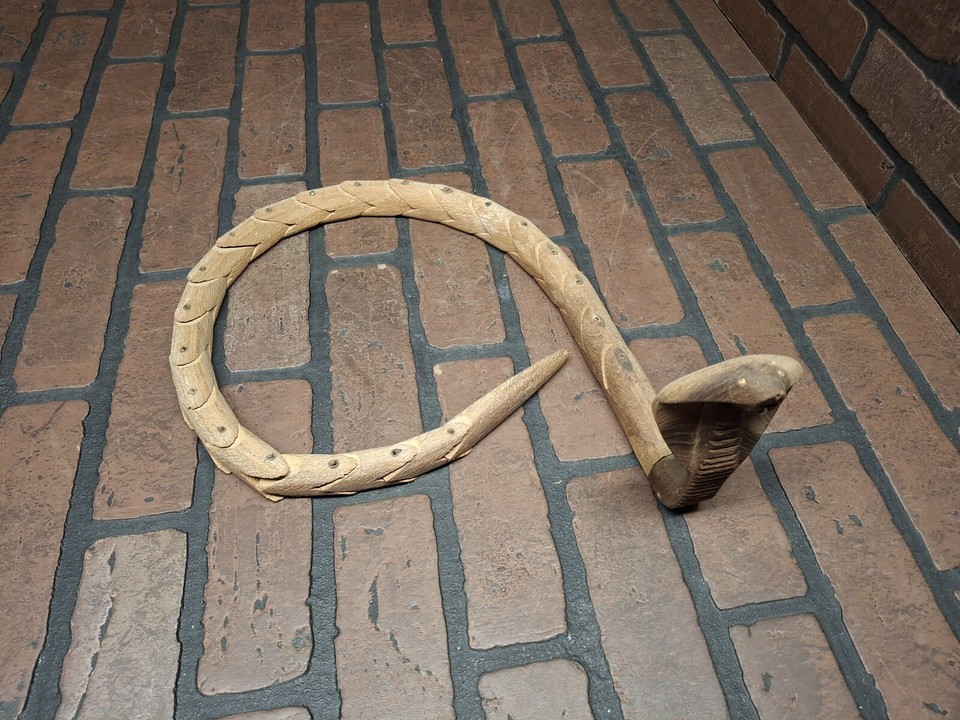 Vintage Hand Carved Wooden COBRA Jointed Articulated Folk Art Snake ...
