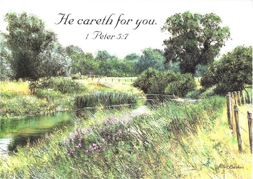 He careth For You Scenic View Peter 5:7 Bible Verse Vintage Postcard | eBay