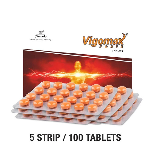 Charak Vigomax Forte Ayurvedic Tablets – 100 Tabs (5×20) Male Vitality ...