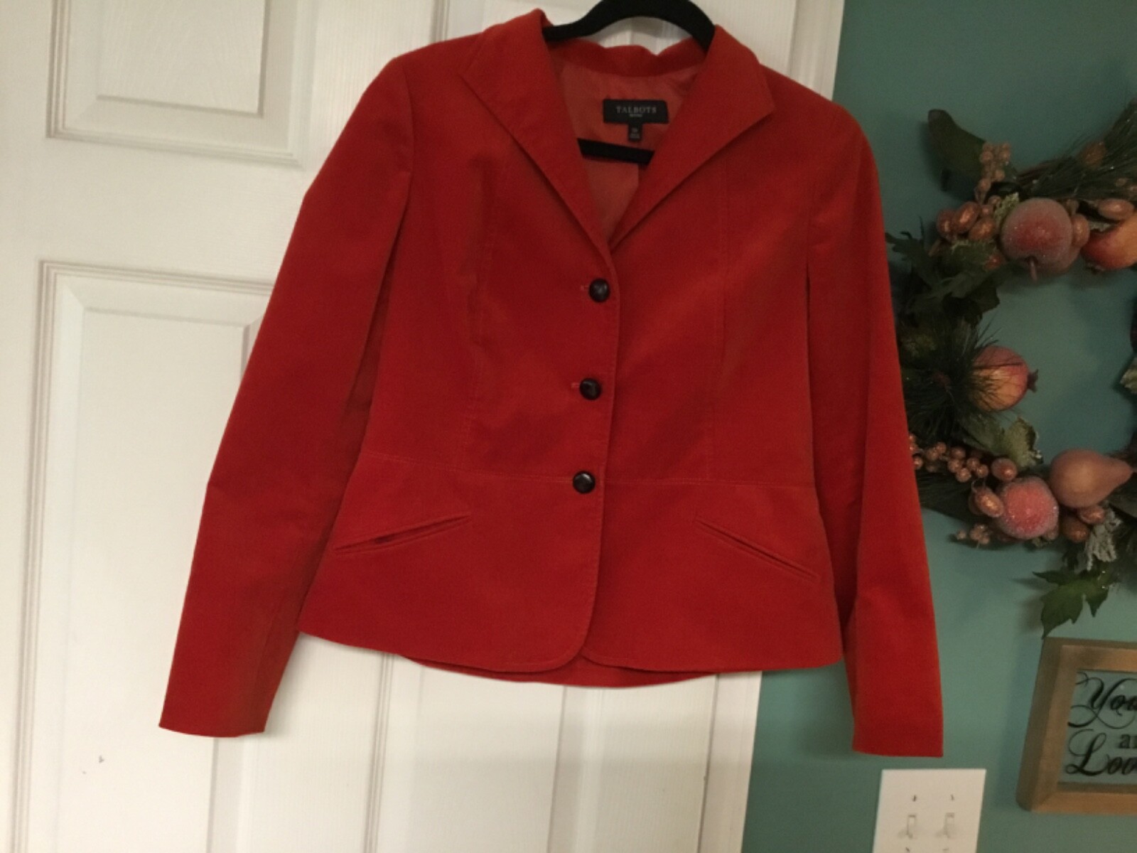 Talbots Burnt Orange Velvet Lined Jacket - Size - 12P… - Gem