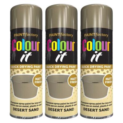 3X Desert Sand Matt Spray Paint Aerosol Auto Car Lacquer Wood Metal ...