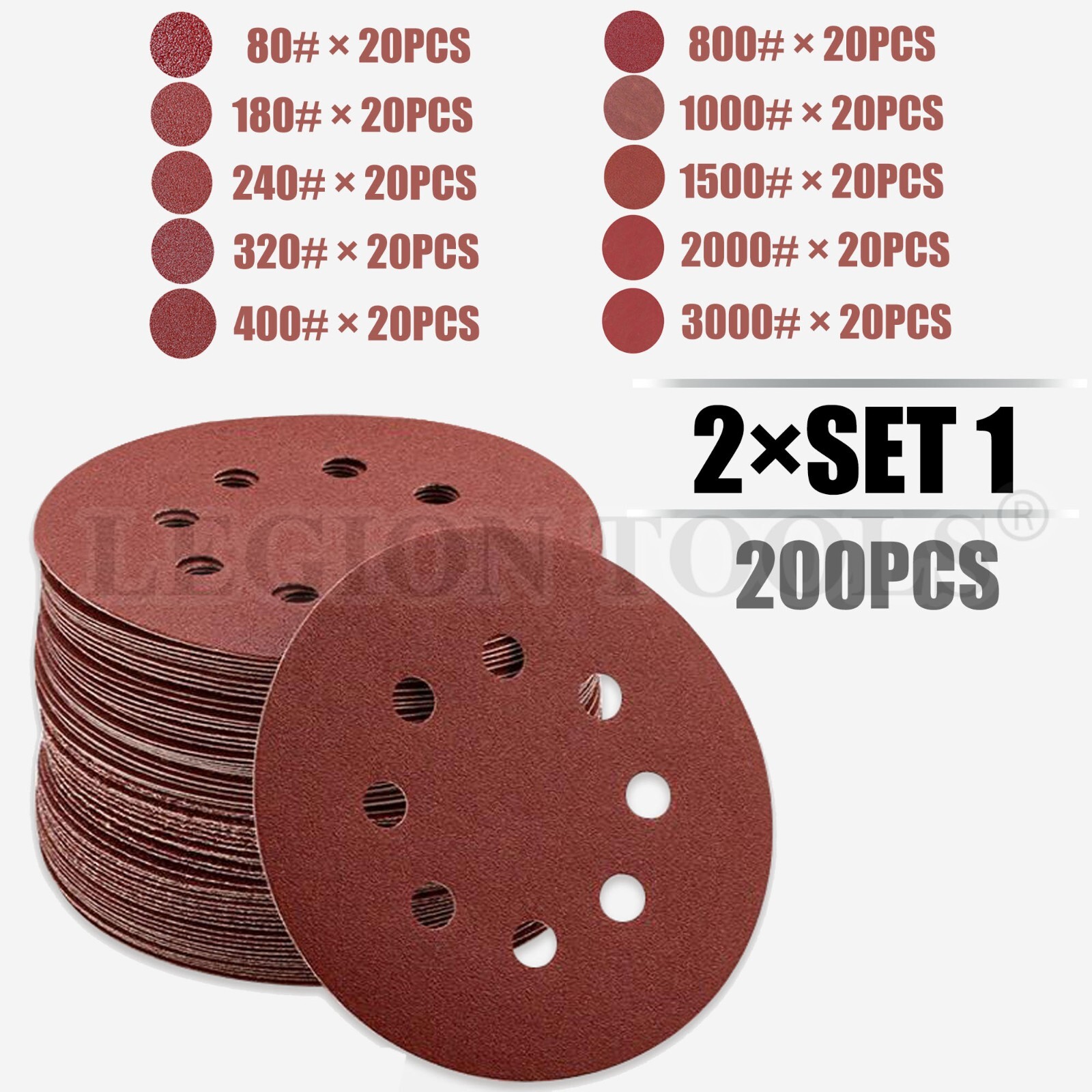 Sanding Discs 125mm 5" 8-Hole 60-3000 Grit Orbital Sander Pads ...