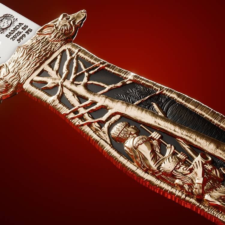 Theodore Roosevelt's Hunting Knife 2025 2 oz Silver Gold Gilded Samoa ...