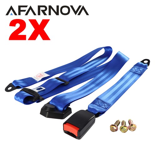 2X Blue 3 Point Harness Car Cars Seat Strap Seat Belt Universal Fits ...
