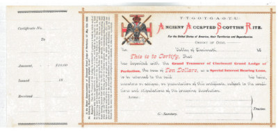 Ancient Accepted Scottish Rite 1886 Cincinnati stock certificate | eBay