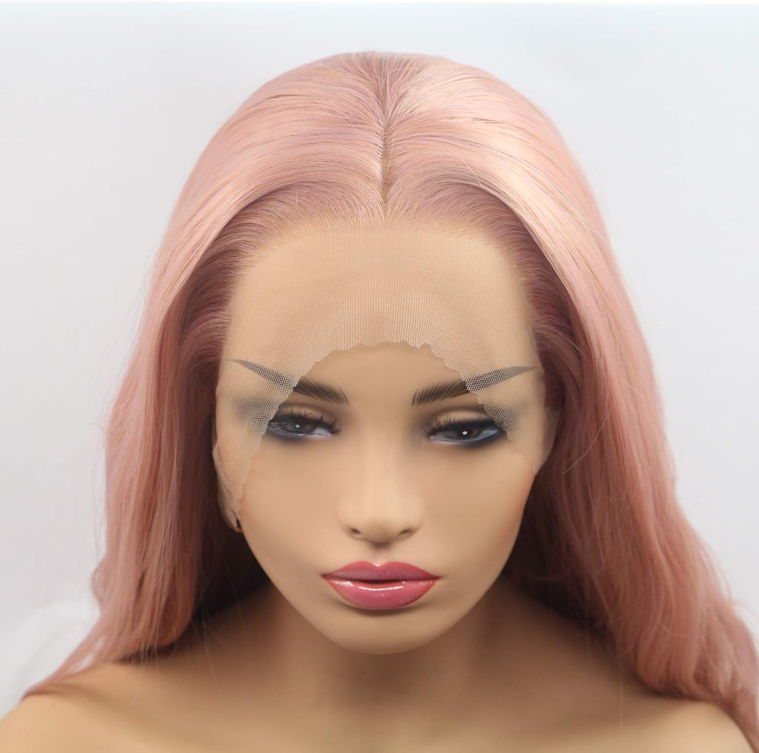 Peach Red Wigs for Women Rosie Whiteley Hairstyle Rose Gold Pastel Pink ...