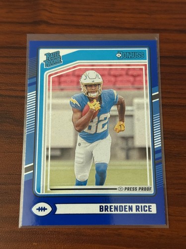 BRENDEN RICE 2024 PANINI DONRUSS FOOTBALL PRESS PROOF BLUE RATED ROOKIE ...