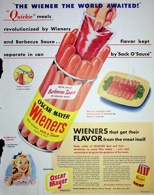 Original Wieners Ad: Wieners that get their flavor from the meat itself ...