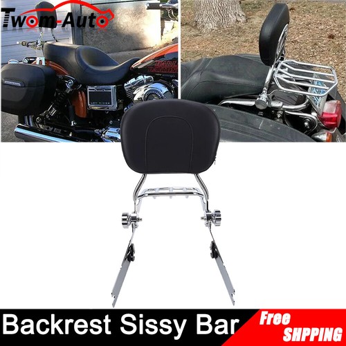 Chrome Backrest Sissy Bar Pad Luggage Rack Fits For Harley Low Rider ...