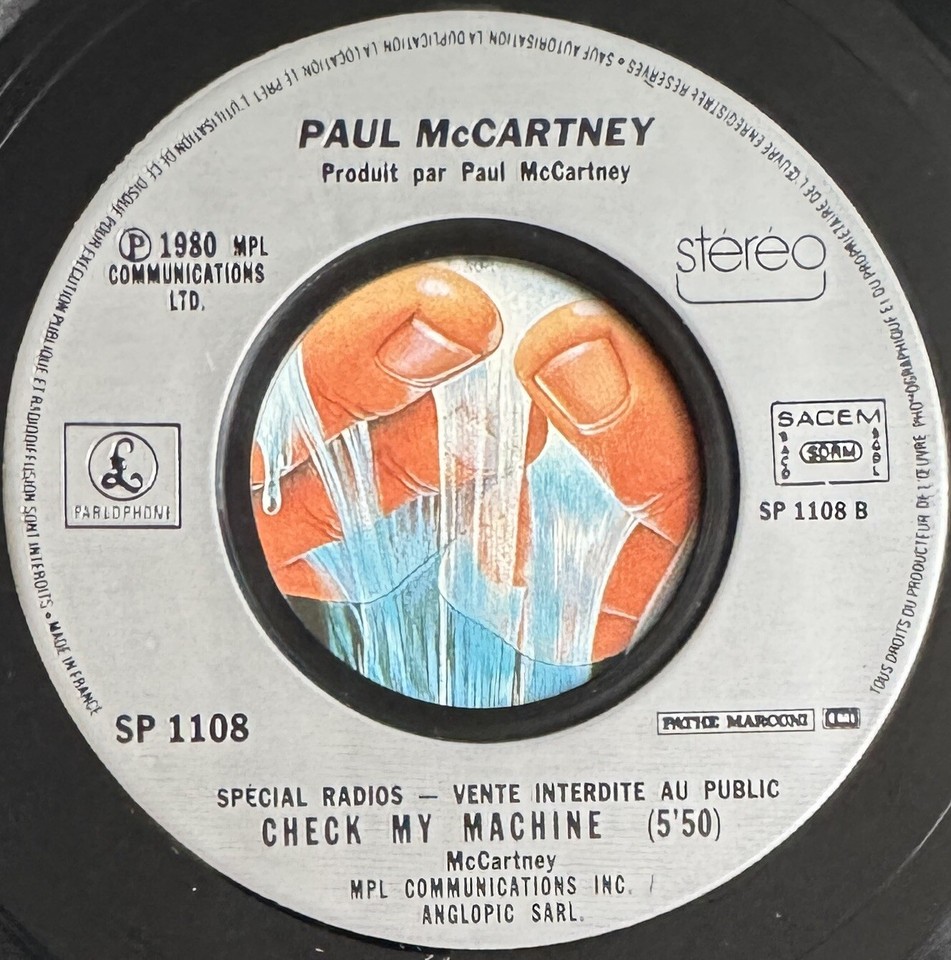 PAUL McCARTNEY -Waterfalls (DJ Edit)- Rare French 7” Promo/Pic Sleeve ...