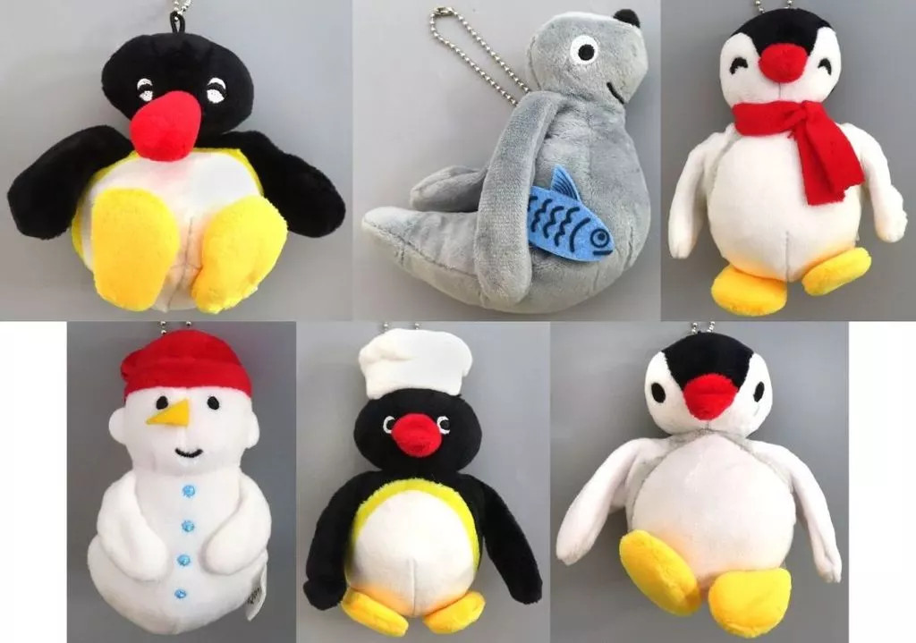 Pingu Plush Mascot Badge Complete Set of 6 4.7in Soft Plush Pre-owned ...