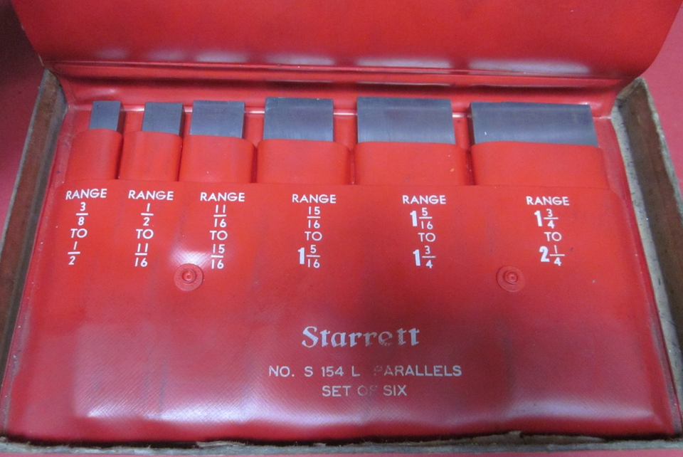 Starrett S154L parallels set of six, adjustable in original box ...