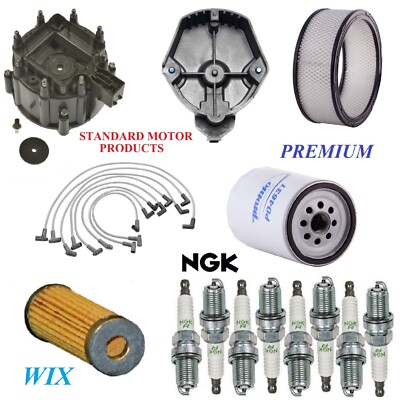 Tune Up Kit Air Oil Fuel Filters Cap Wire Spark Plugs For GMC P35 V8 5 ...