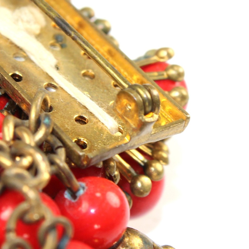 Miriam Haskell Brooch Early Unsigned Red Book Piece Hand Tied Crown Cap ...