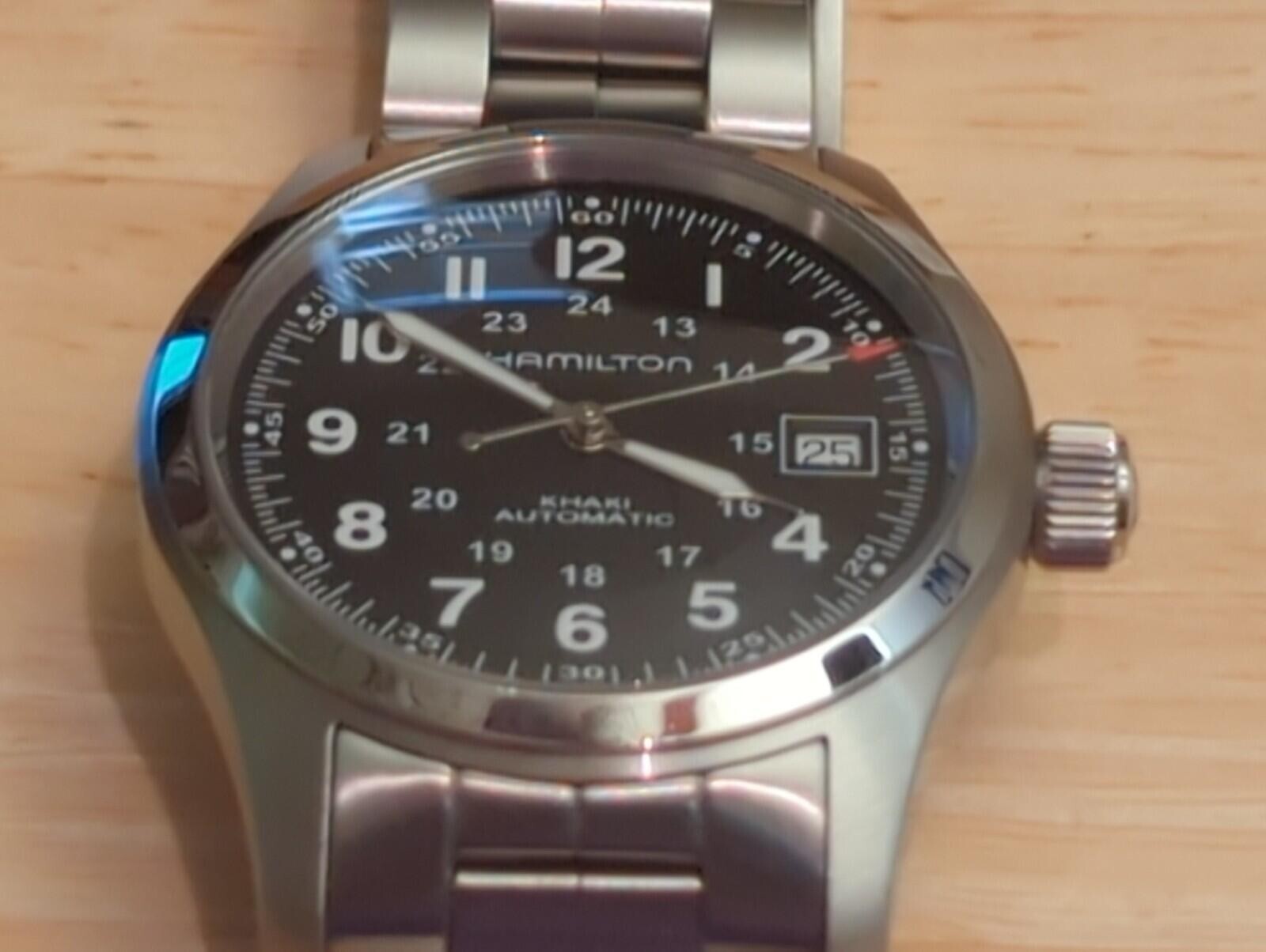 Hamilton Khaki Field Men's Black Watch with Silver Stainless Steel Band ...