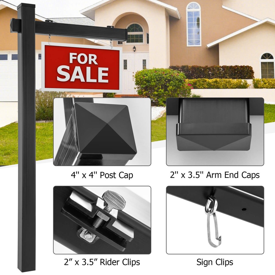 2PCS 6FT Realtor Yard Sign Post w/ Steel Stake for Garage Sale Rent ...