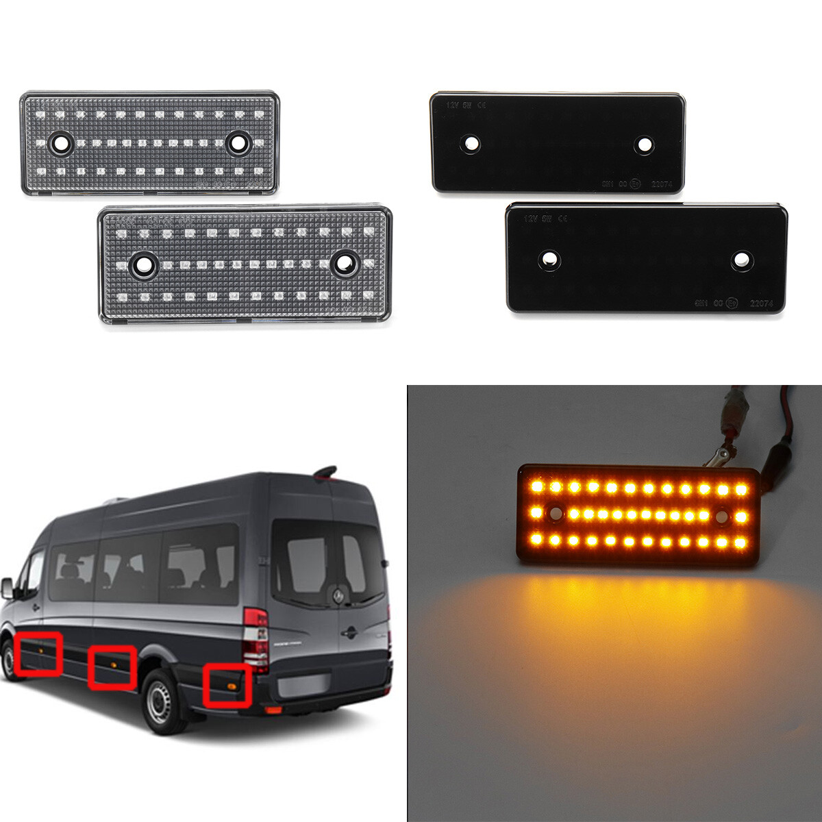 2X LED Side Marker Indicator Position Light For Mercedes Sprinter 95-06 ...
