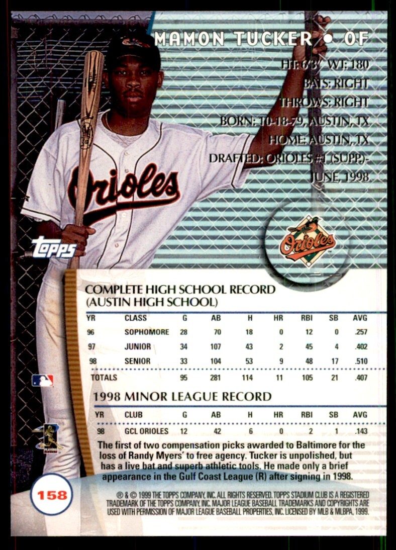 1999 Stadium Club Mamon Tucker Baseball Cards #158 | eBay