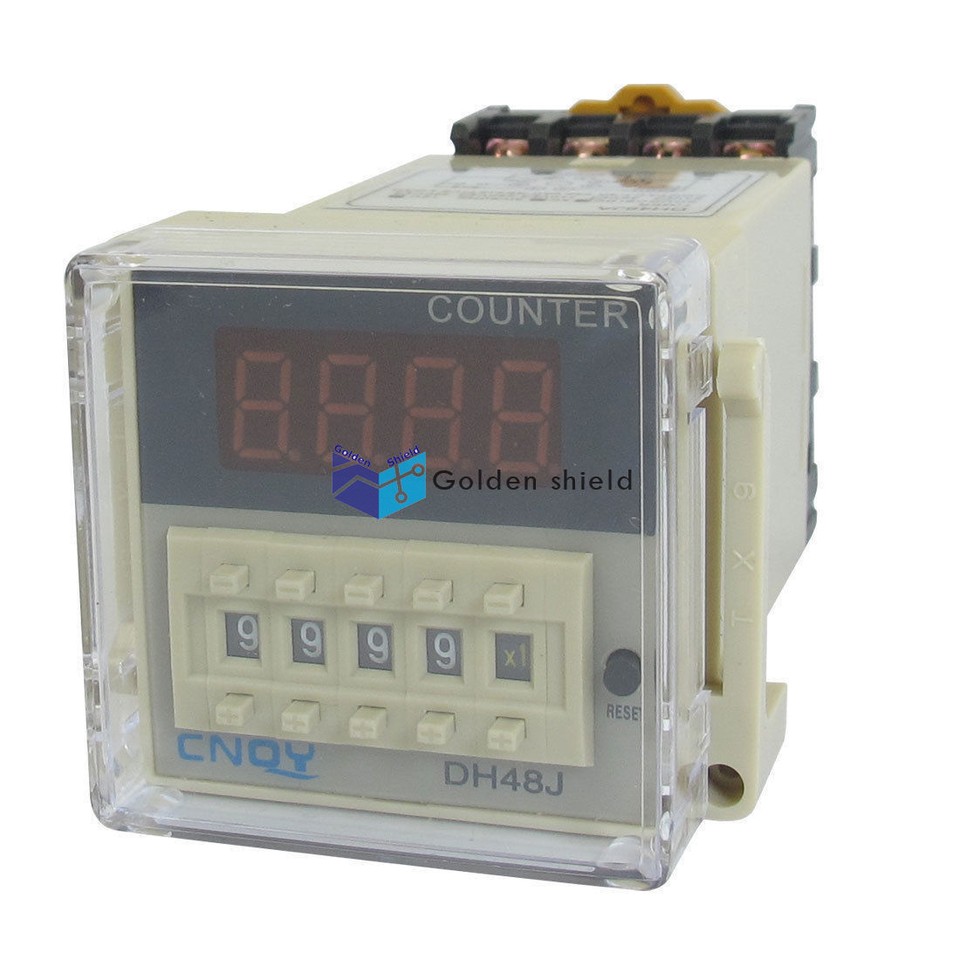 DH48JA 1-999900 Count Up Digital Counter Relay w Base AC/DC 12V 50 ...