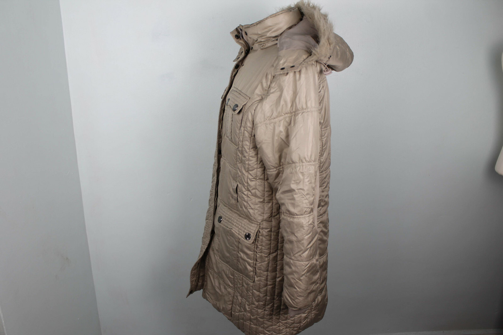 JBC Collection Jacket Women's Beige Jacket Coat Full Zip Hooded Size L ...