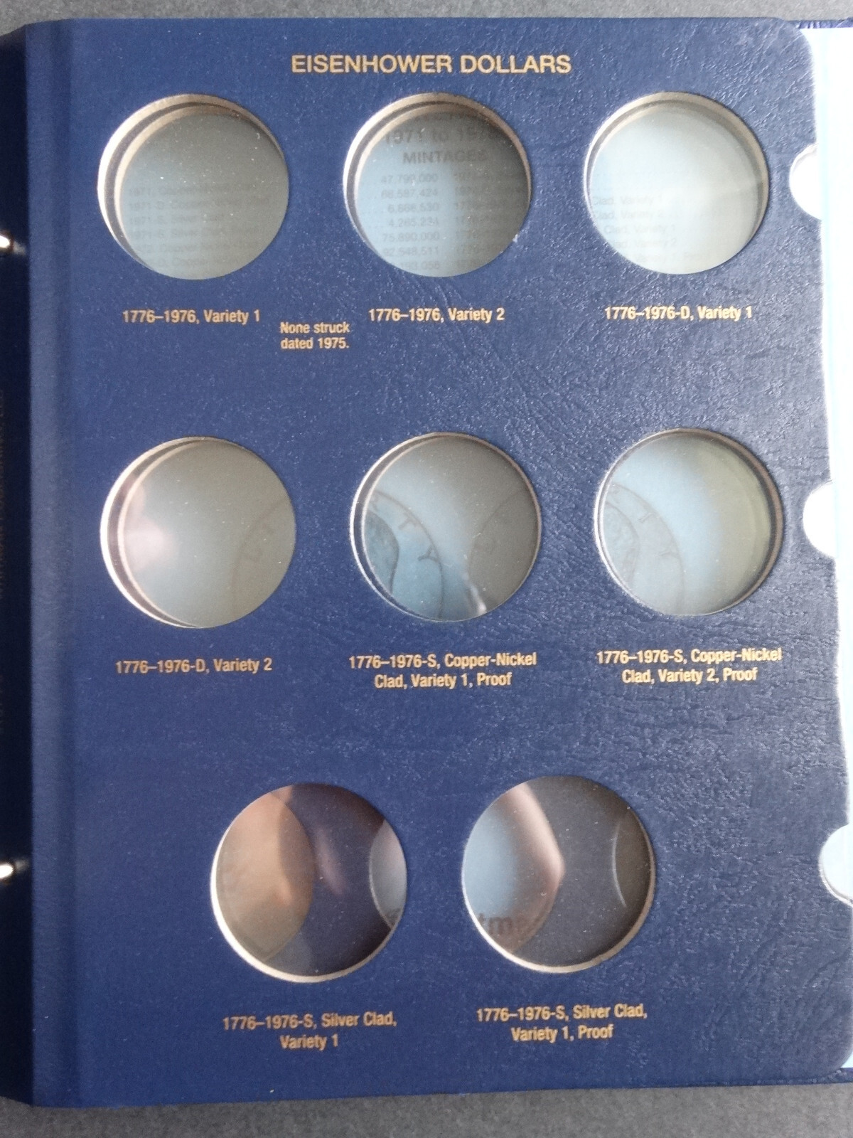 Whitman Eisenhower Dollars Coin Album Book P,D and SF 1971-1978 #9131 ...