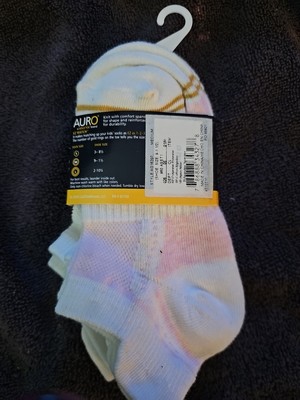 Auro Low cut Socks Girls Shoe 3 Pack White Pink Size Medium | eBay