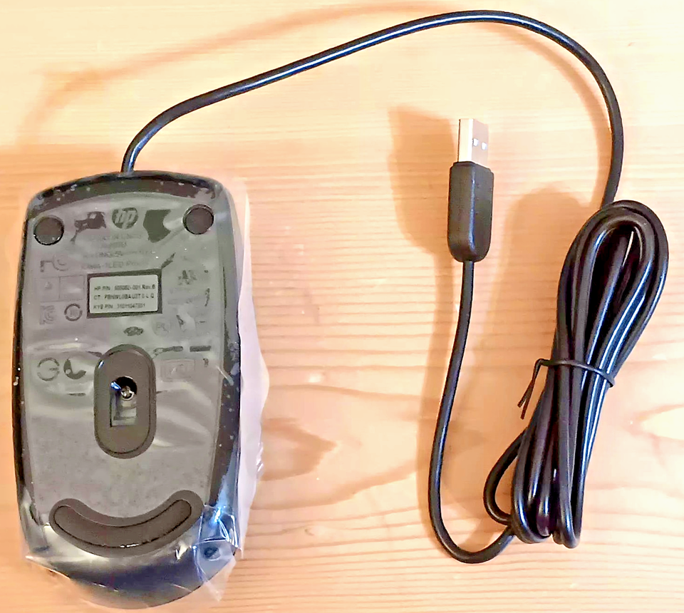 HP 505062-001 Rev. B USB wired Optical Mouse Scroll Wheel BLACK New in ...