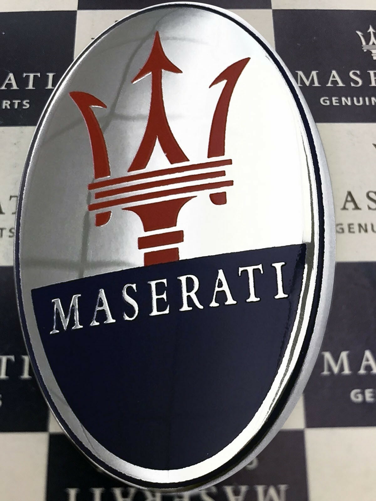 MASERATI TRIDENT EMBLEM GRILLE NOSE BUMPER OVAL NEW 2-7/8" X 1-3/4 ...