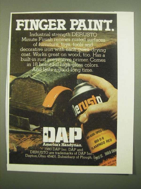 1980 DAP Derusto Minute Finish Ad - Finger Paint | eBay