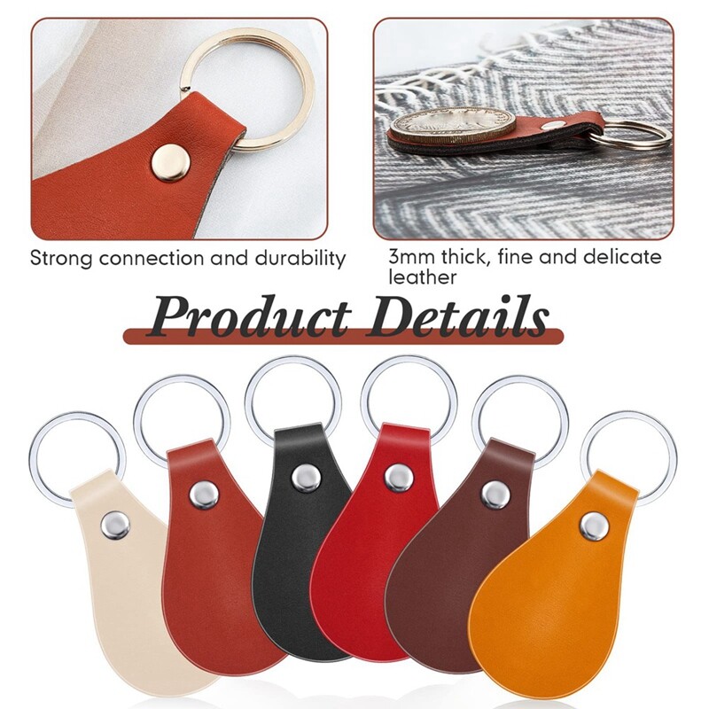 60 Pcs Pu Leather Key Fob Kit Leather Key Fobs Blanks with Rivets and ...