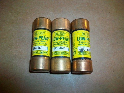 3pc Buss LPJ-3SP Low-Peak Class J Dual Element Fuses 3A 600V USED | eBay