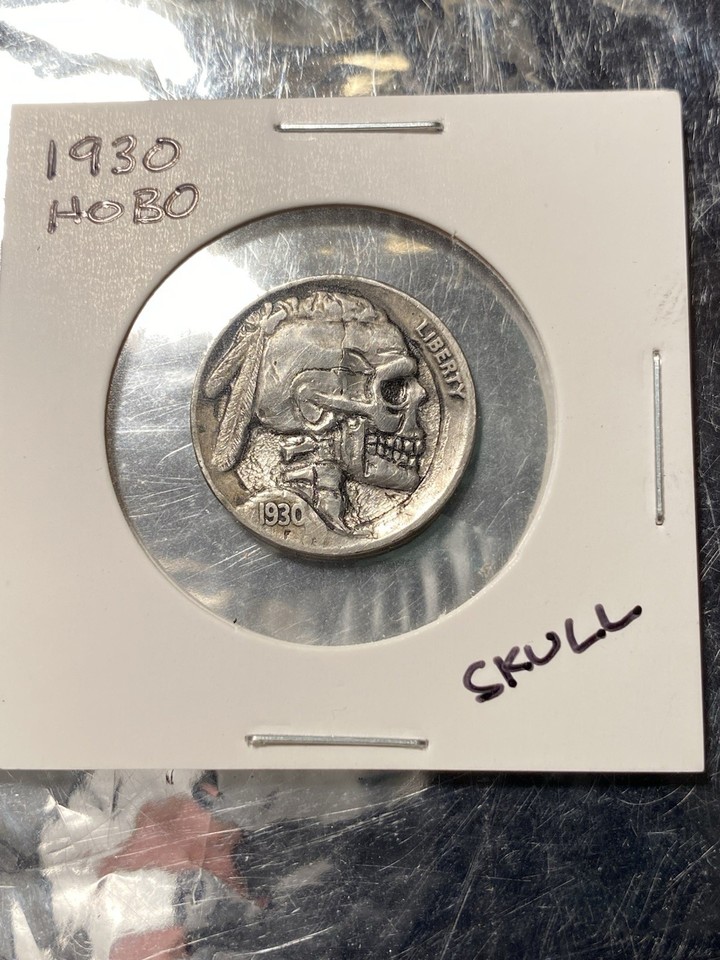 1930 Hand Engraved Hobo Nickel SKULL !!! | eBay