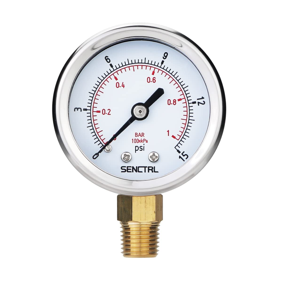 0-15 Psi Low Pressure Gauge, 2" Dial Size, 1/4 Npt Lower Mount | eBay