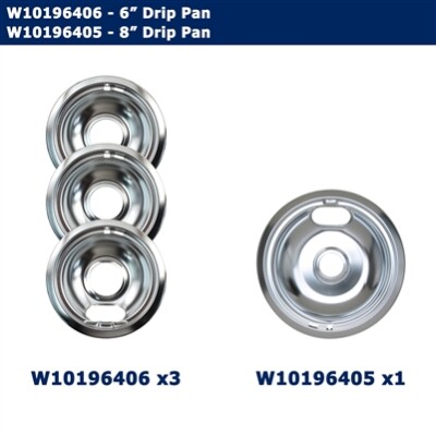 Chrome Drip Pan Kit Whirlpool and GE range W10196406, W10196405: Drip ...